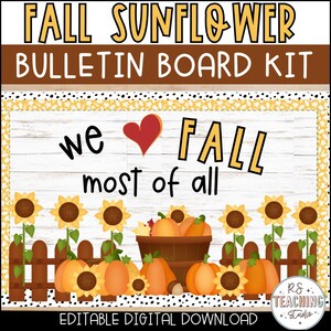 Fall Sunflowers Bulletin Board Kit, Autumn Classroom Decor, Easy ...