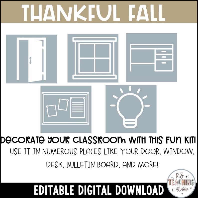 Thankful Fall Bulletin Board Kit: Autumn Classroom Decor (digital ...