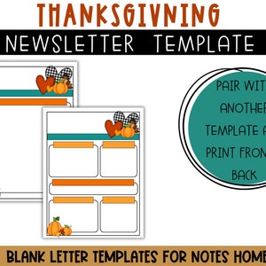 Thanksgiving Newsletter Templates, November Classroom Newsletter ...