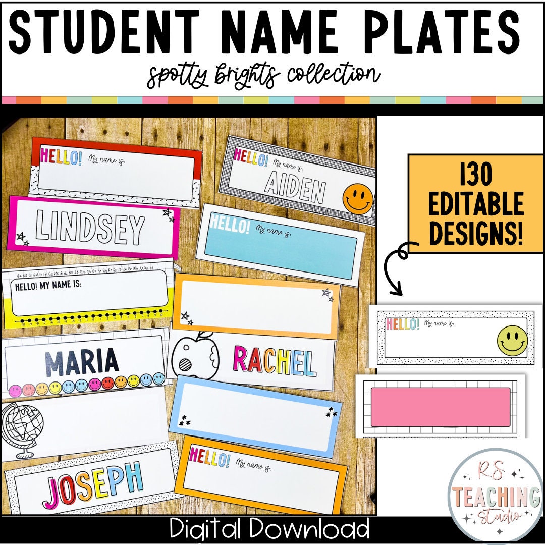 Bright Student Desk Plates | Student Name Tags | Desk Name Plates for ...