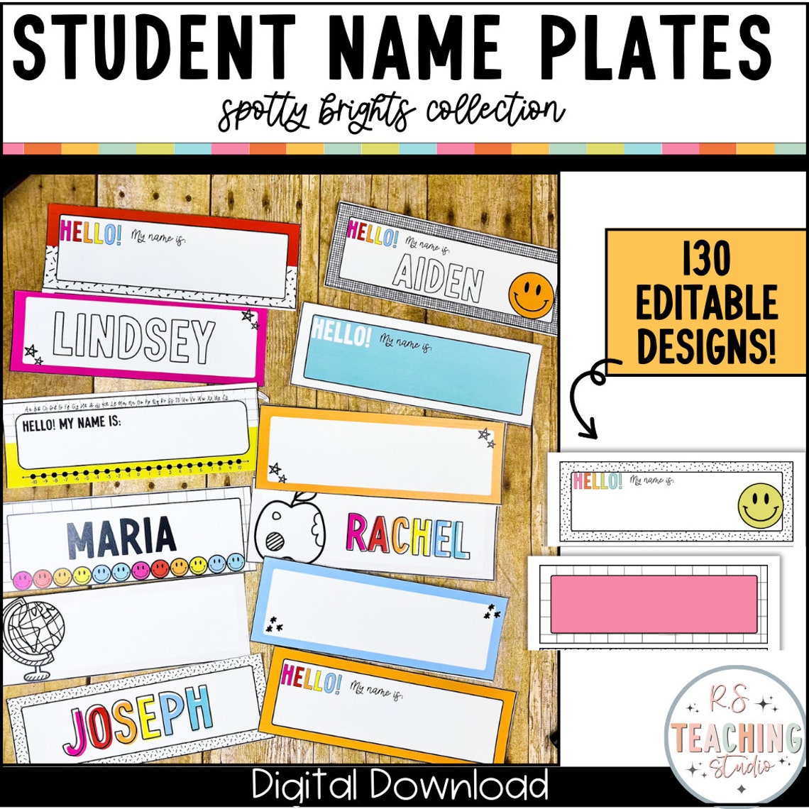 Bright Student Desk Plates | Student Name Tags | Desk Name Plates for ...