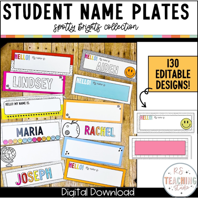 Bright Student Desk Plates | Student Name Tags | Desk Name Plates for ...