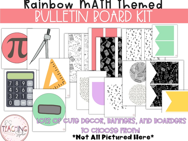 Math Bulletin Board or Math Classroom Door Decor Kit, Easy and Modern ...
