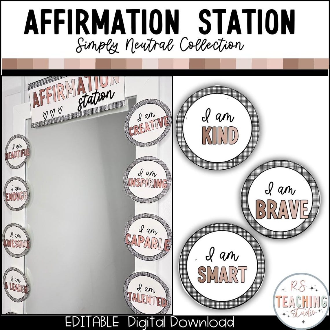 Affirmation Station for the Classroom | Simple Neutral Classroom Decor ...