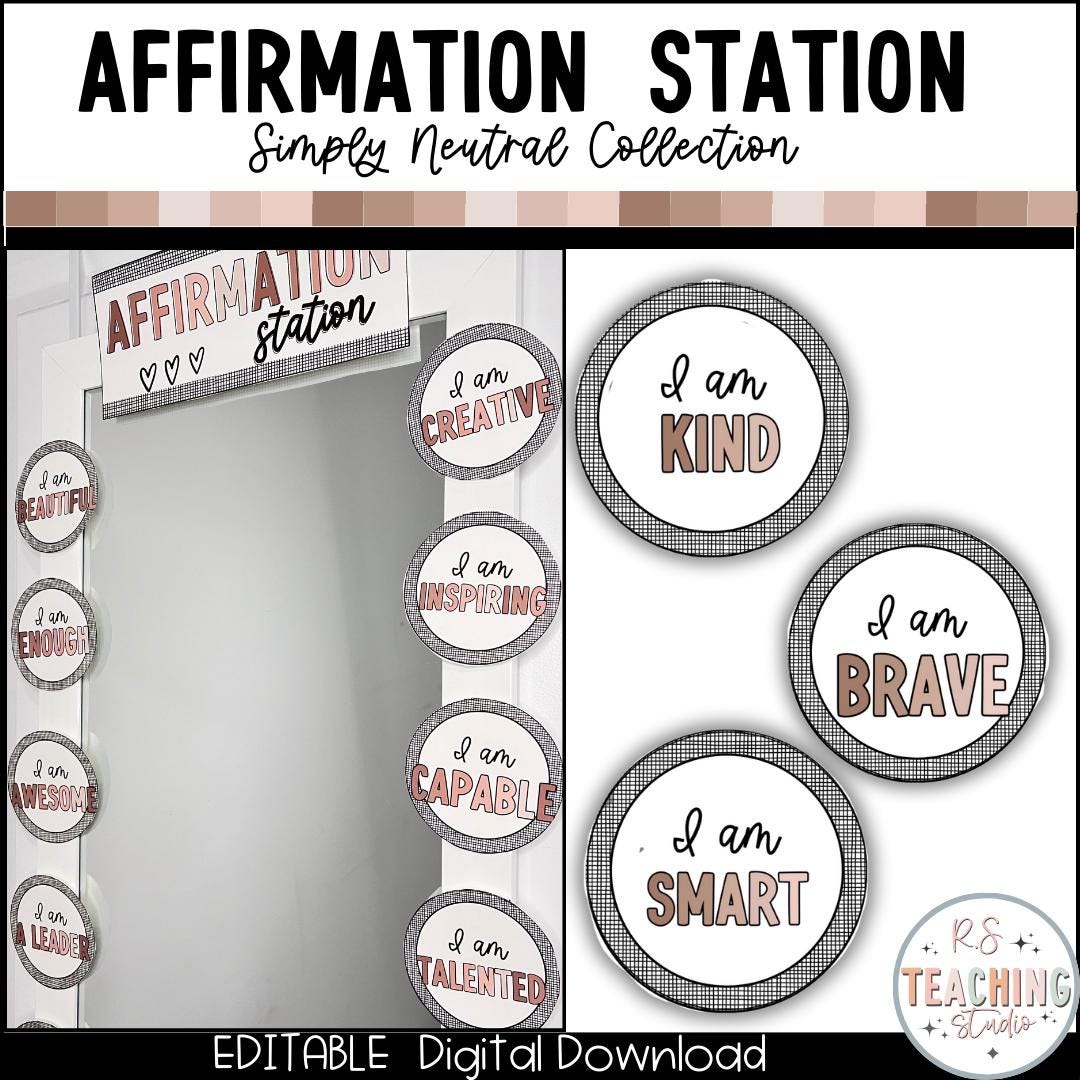 Affirmation Station for the Classroom | Simple Neutral Classroom Decor ...