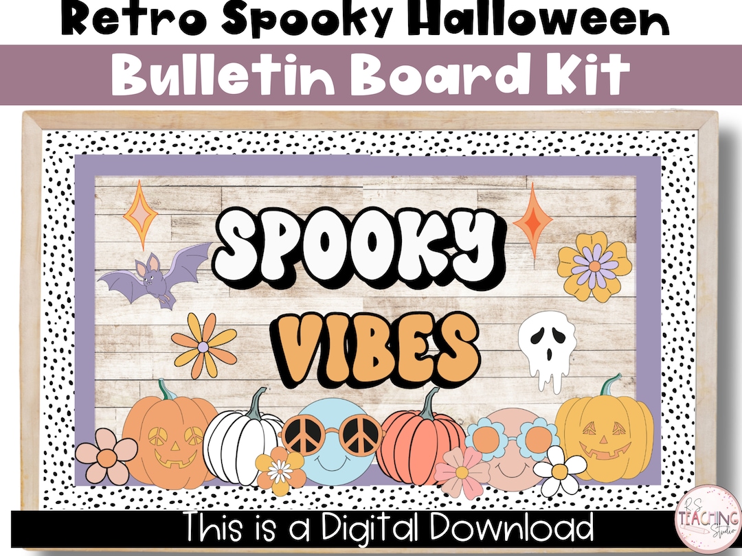 Retro Halloween Bulletin Board Kit: Groovy Classroom Decor (digital ...
