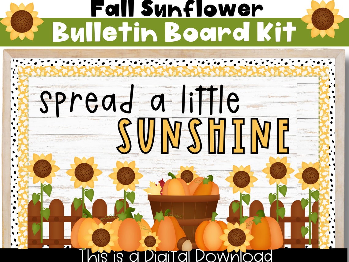 Fall Sunflowers Bulletin Board Kit, Autumn Classroom Decor, Easy ...