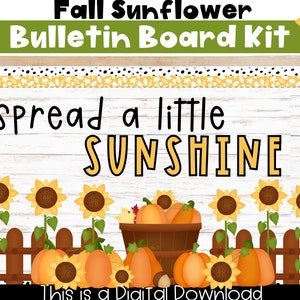 Fall Sunflowers Bulletin Board Kit, Autumn Classroom Decor, Easy ...