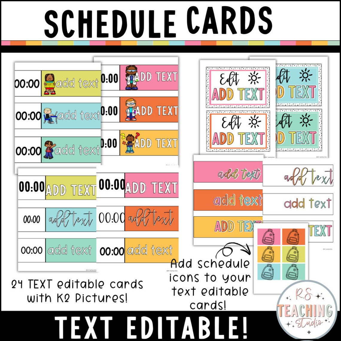 Bright Classroom Schedule Editable Classroom Schedule Colorful ...