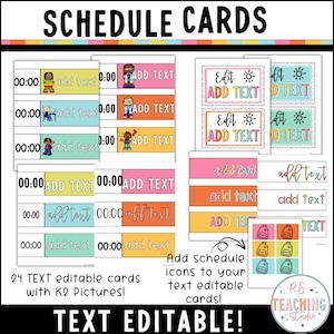 Bright Classroom Schedule | Editable Classroom Schedule | Colorful ...