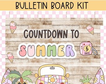 Countdown to Summer Bulletin Board Kit, Groovy Retro Summer, End of ...