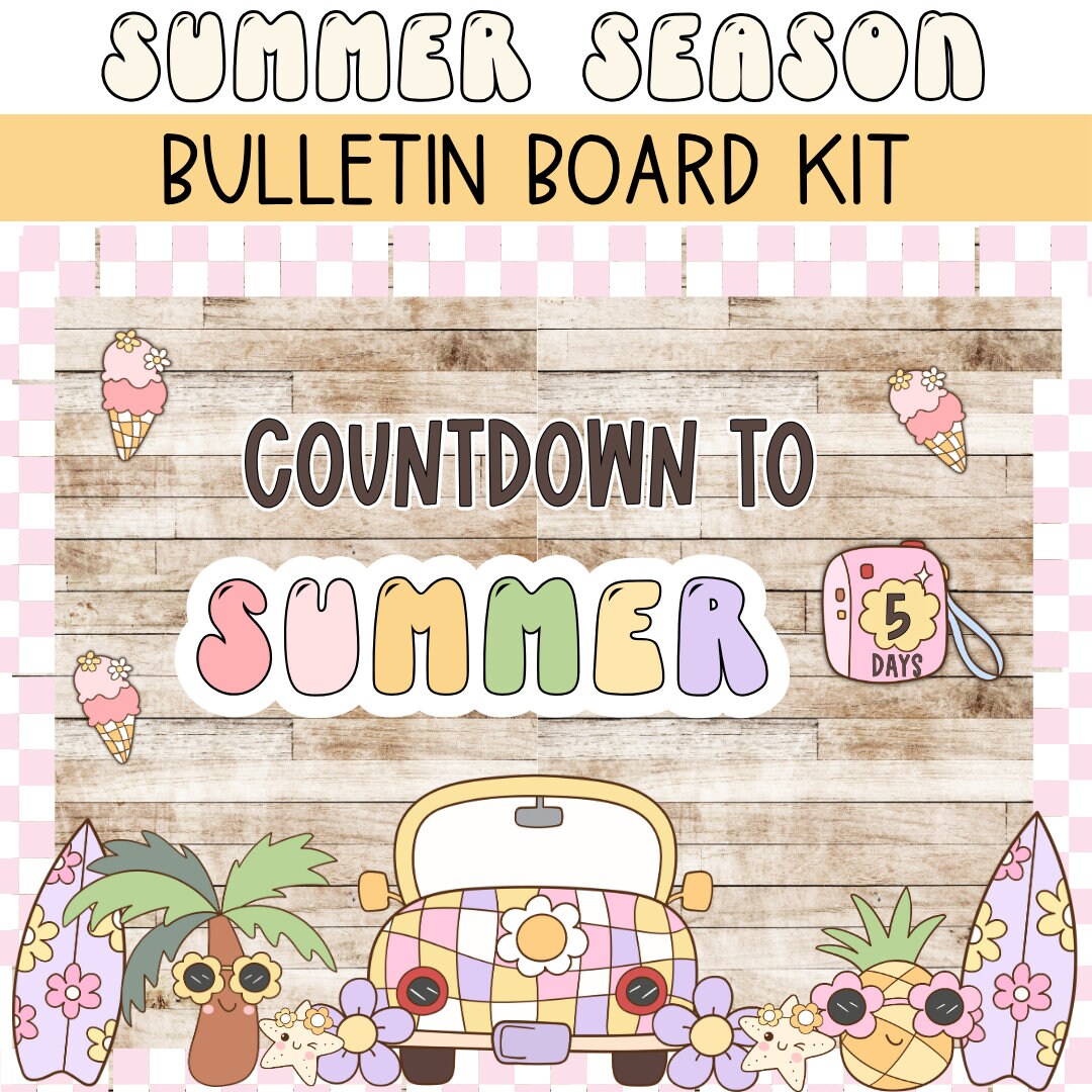 Countdown to Summer Bulletin Board Kit, Groovy Retro Summer, End of ...