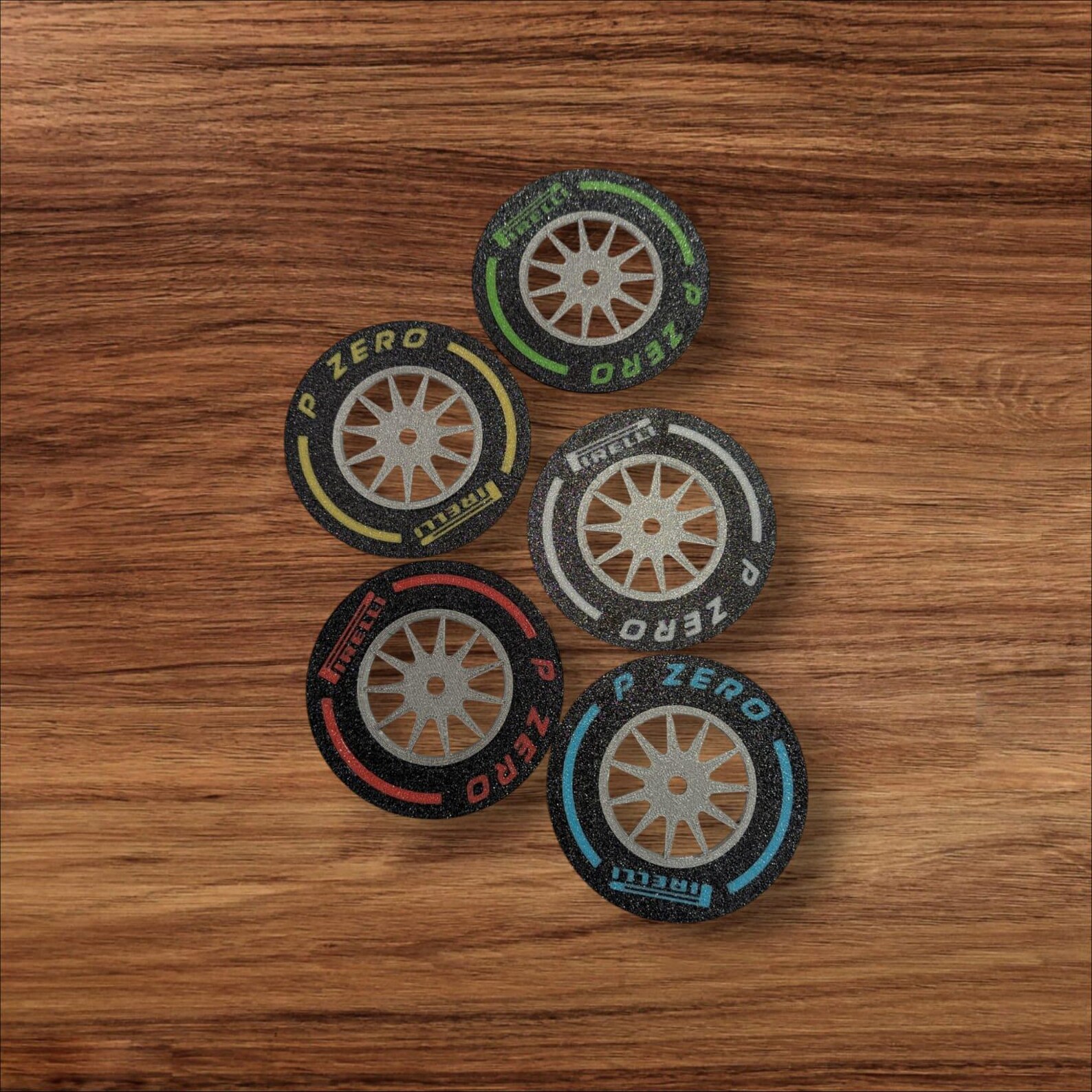 3D Printed F1 Coasters Set – Formula 1 Pirelli Tire Drink Coasters ...