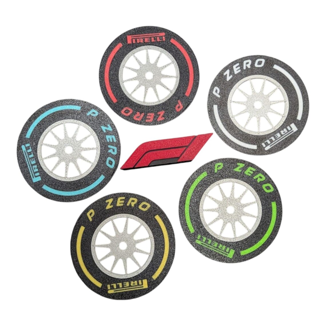 3D Printed F1 Coasters Set – Formula 1 Pirelli Tire Drink Coasters ...
