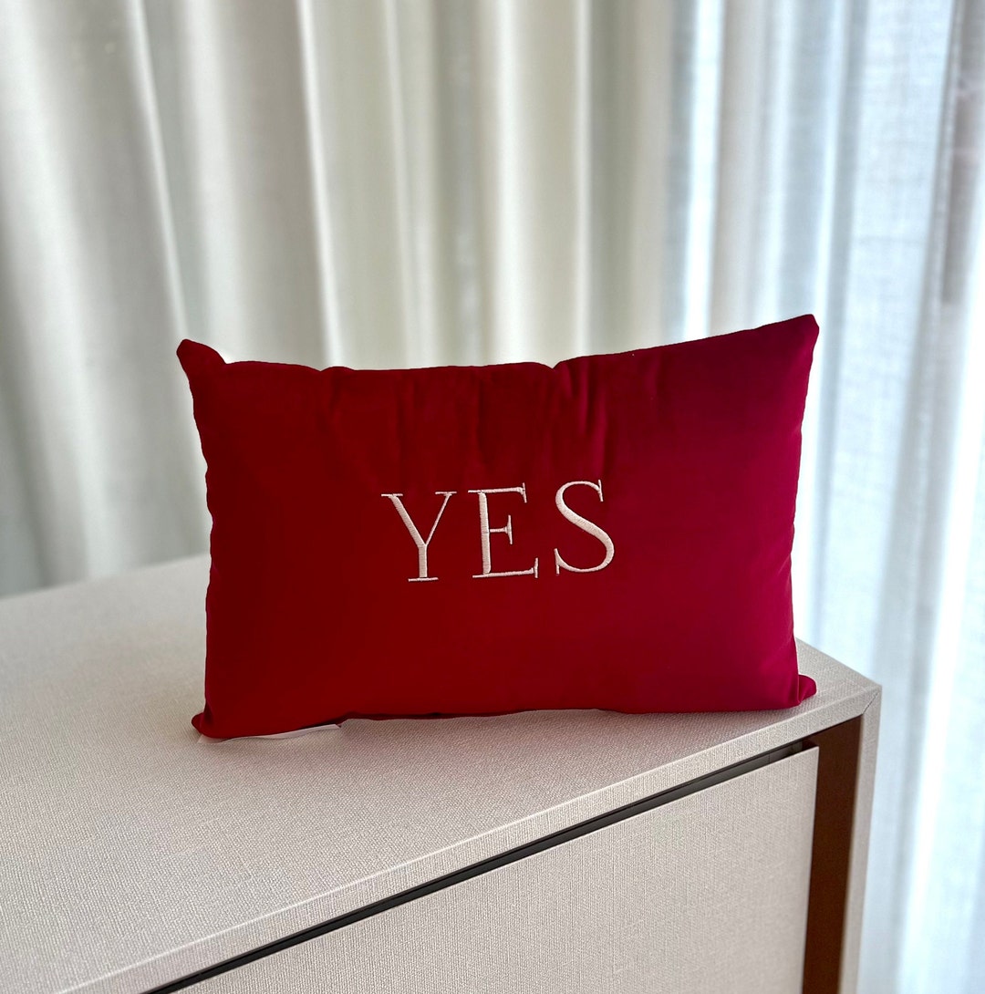 Double Sided YES/NO Velvet Embroidered Pillow - Etsy