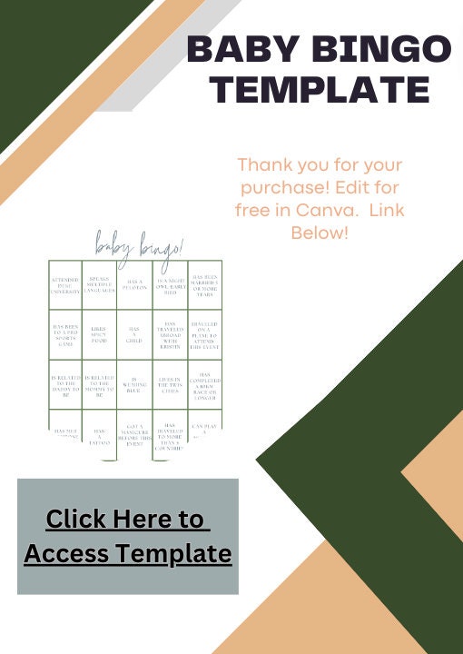 Baby Bingo Baby Shower Game Template - Etsy