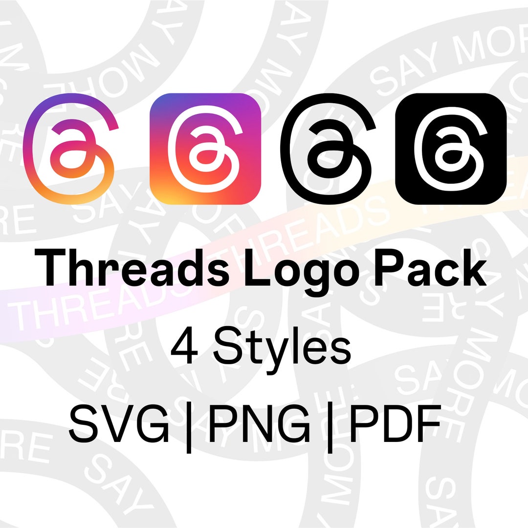 Threads App Icon Logo Social Media 4 Styles SVG PNG Bundle Pack ...
