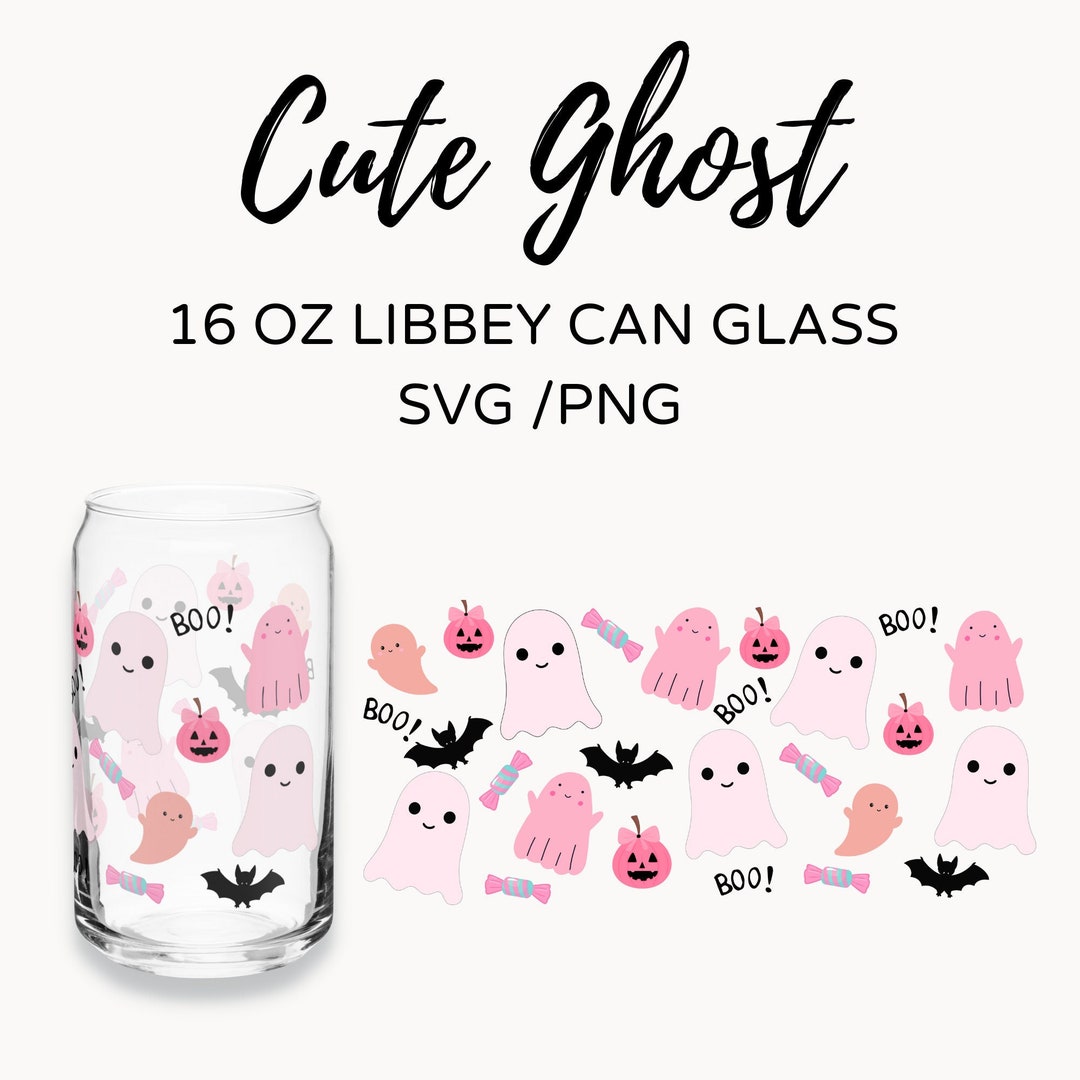 Cute Ghost Libbey Can Glass SVG, 16 Oz Can Glass, Ghost SVG, Halloween ...