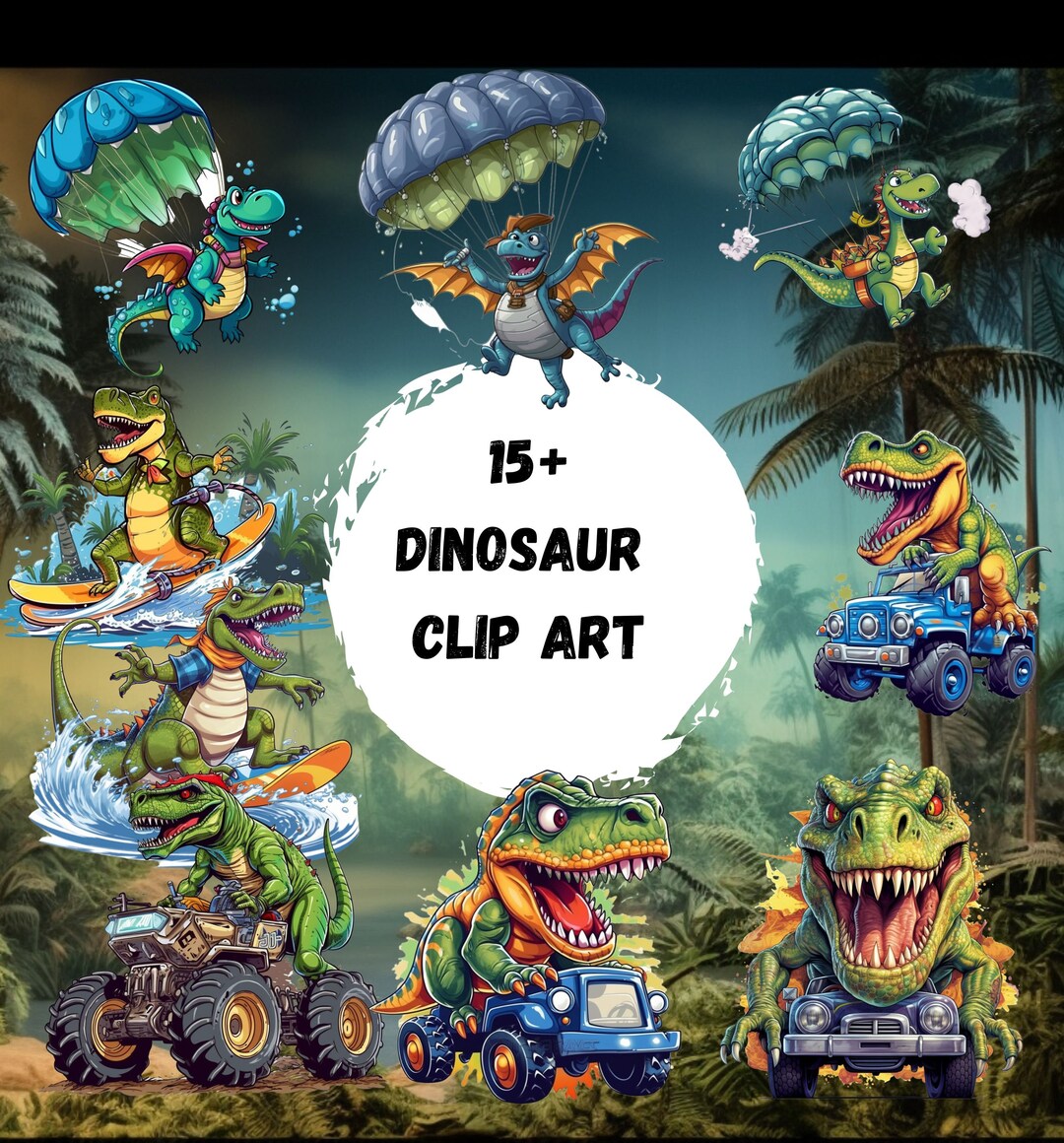 Jurassic Joy: Dinosaur Clip Art Bundle With 15 Unique Designs - Etsy