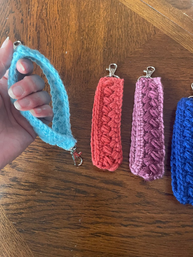Crochet Keychain Wristlet: Handmade Cotton Key Fob - Etsy