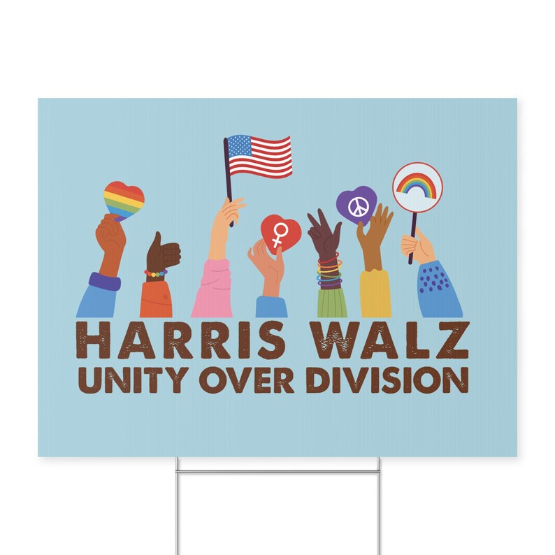 Kamala Harris Tim Walz for President Unity Over Division Political Yard ...