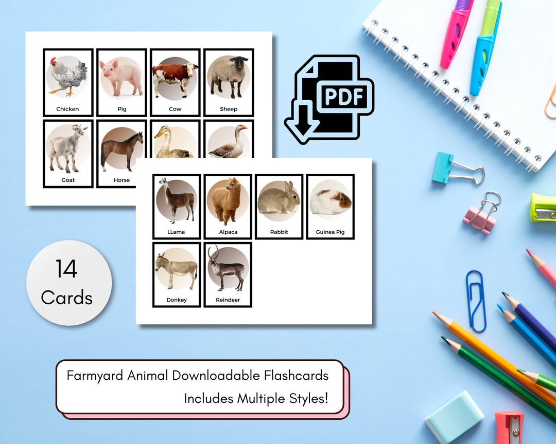Farmyard Animals Printable Flash Cards and Match Cards - Various Styles ...