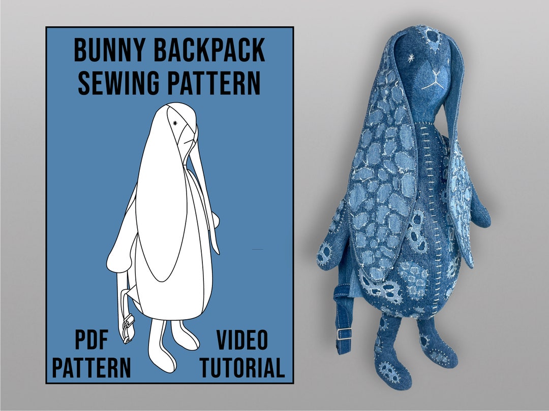Bunny Backpack Sewing Pattern Stuffed Animal for Beginners to Experts ...
