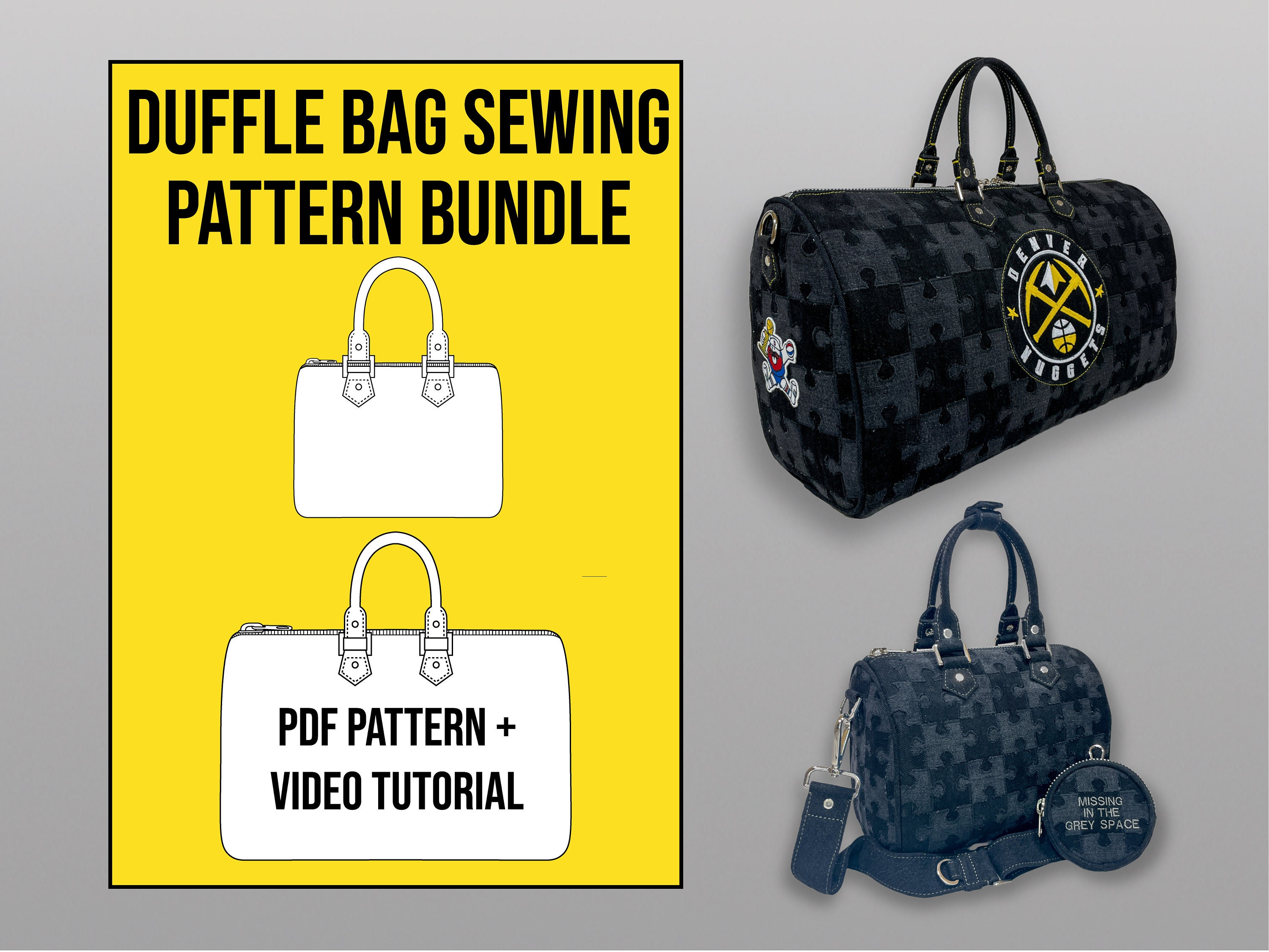 Duffle Bag Sewing Pattern Bundle for Beginners-experts PDF Downloads With Video Tutorial, Two ...