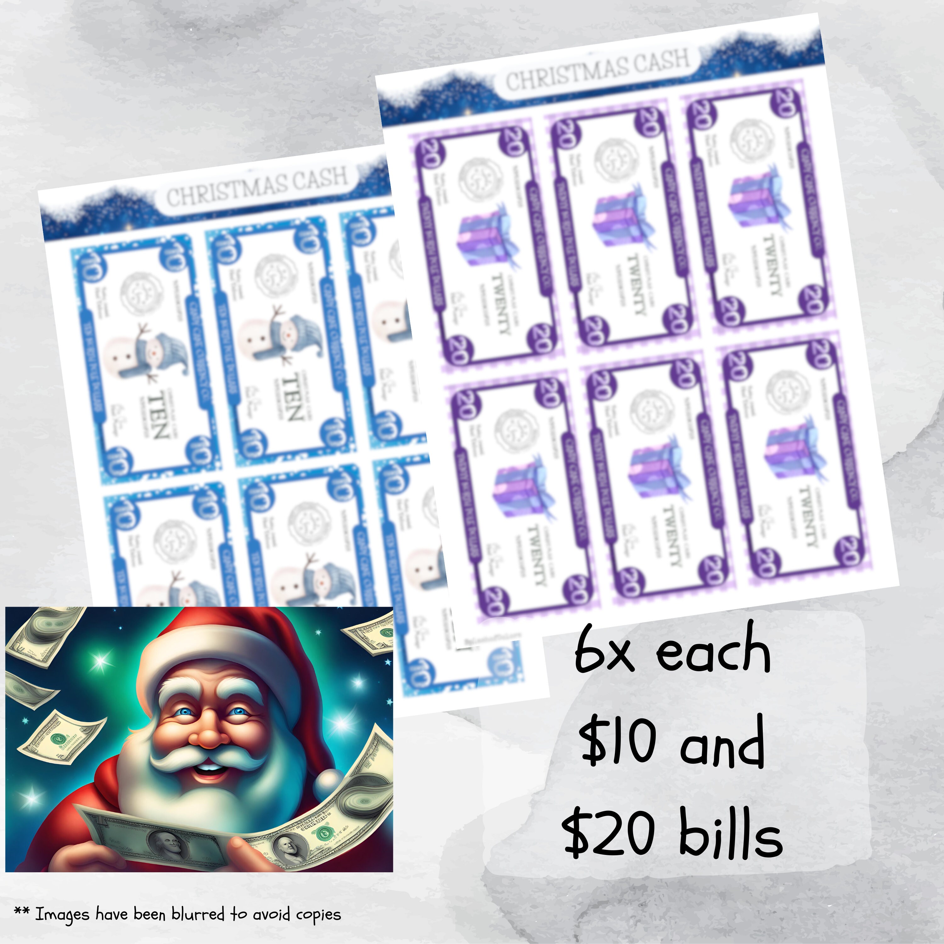 Printable Christmas Play Money, Set of Festive Fake Bills for Christmas ...