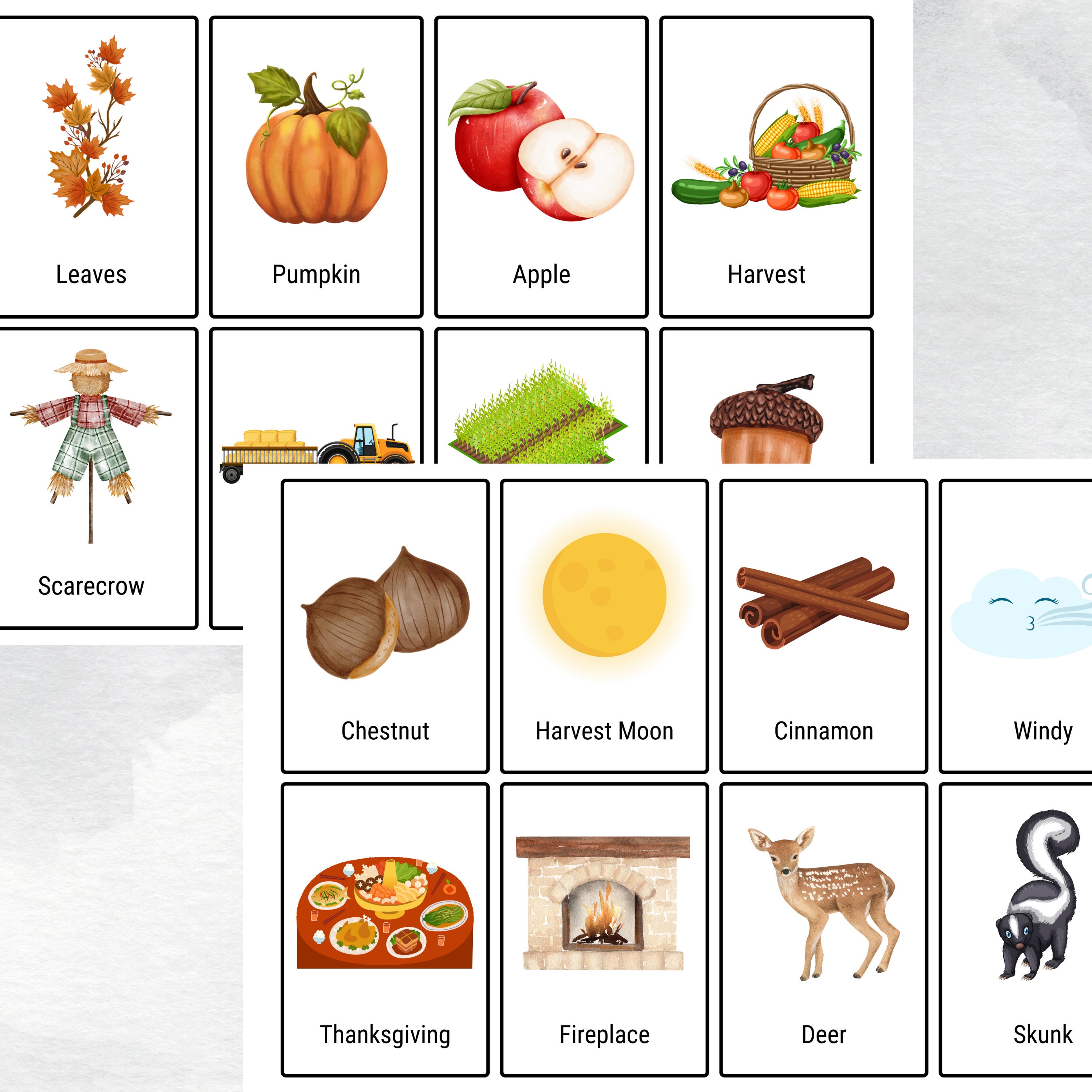 40 Fall/autumn Flashcards Montessori Homeschool Toddler - Etsy