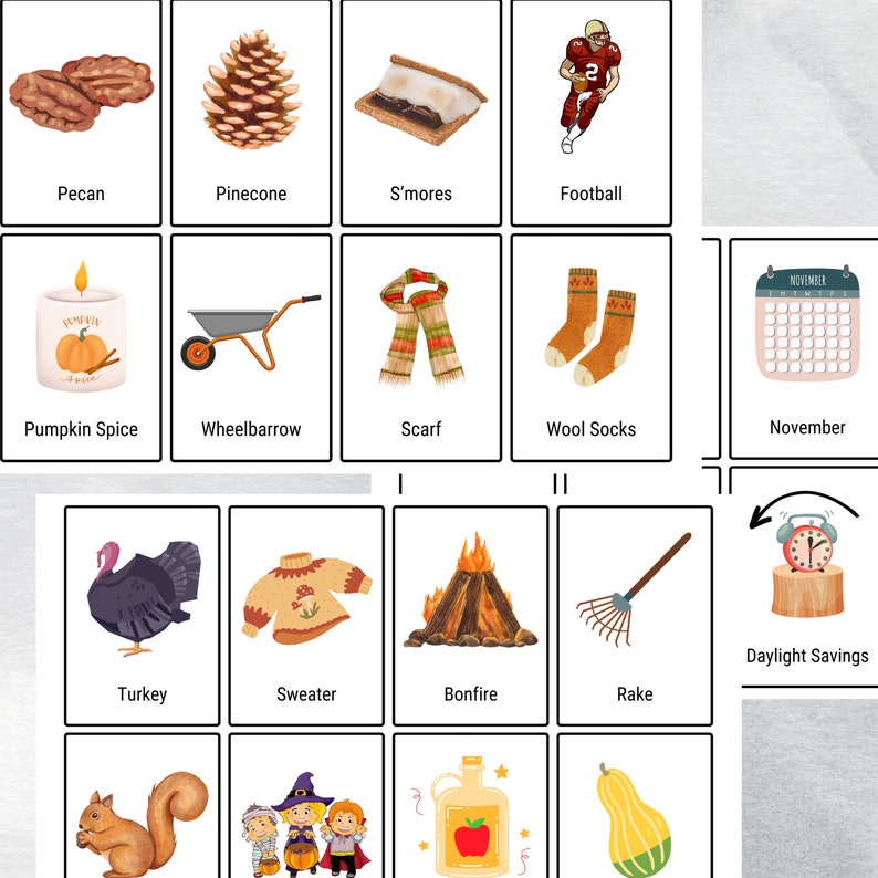 40 Fall/autumn Flashcards Montessori Homeschool Toddler - Etsy
