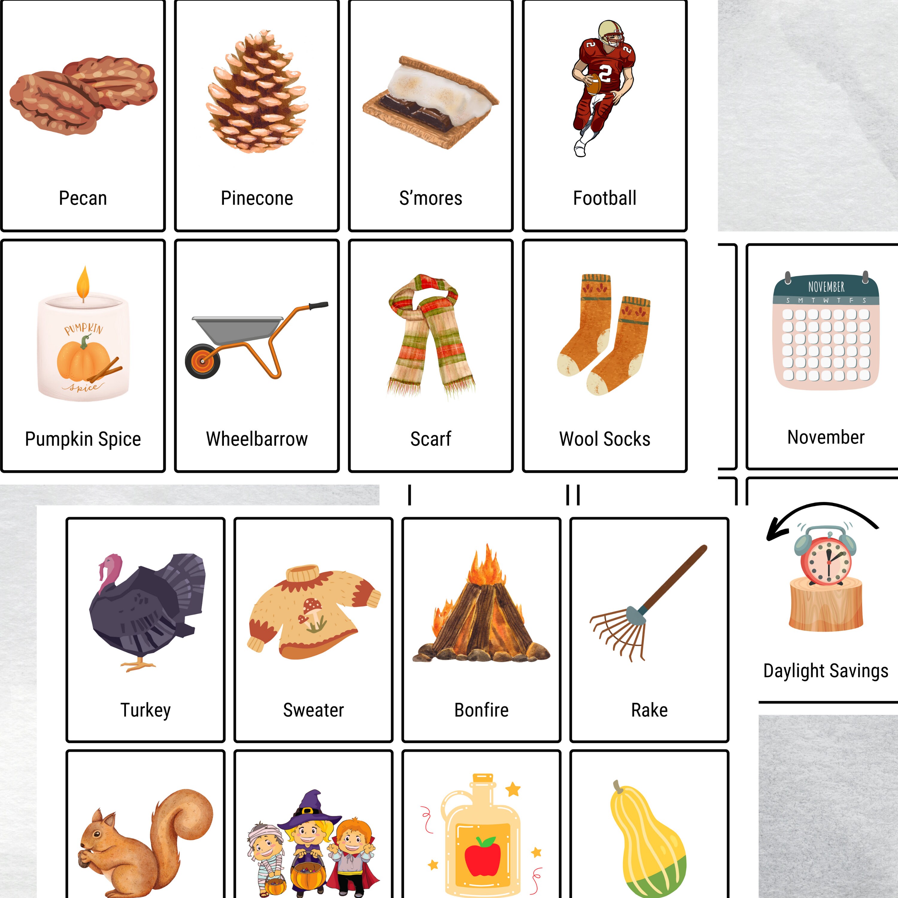 40 Fall/autumn Flashcards Montessori Homeschool Toddler - Etsy