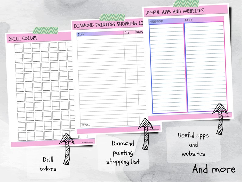 PINK Printable Diamond Painting Planner, Paint With Diamonds Organizer, Craft Organization ...