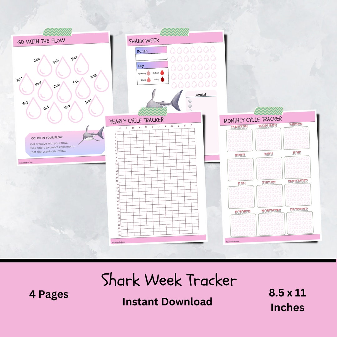 PINK Printable Yearly and Monthly Cycle Tracker, Menstrual Cycle ...