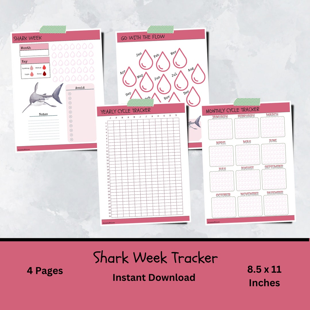 RED Printable Yearly and Monthly Cycle Tracker, Menstrual Cycle ...