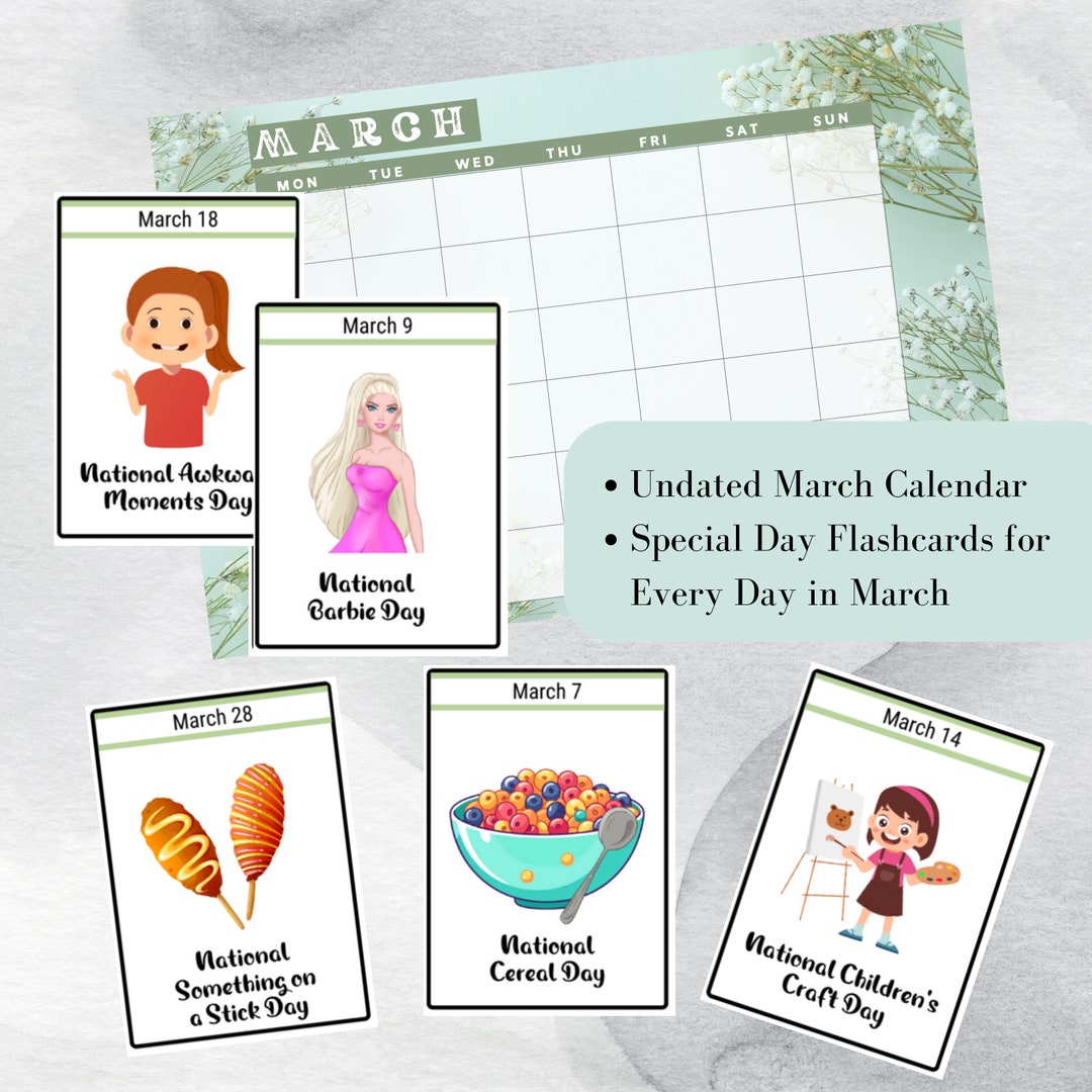 March National Days Flashcards and FREE Undated March - Etsy