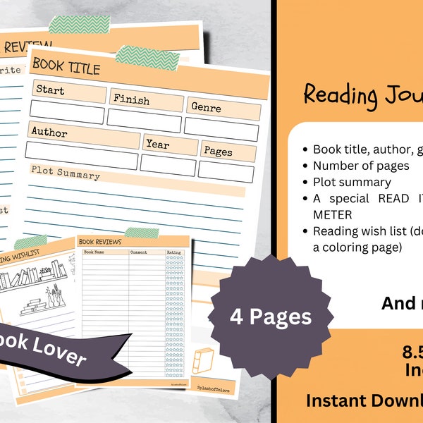 Reading Log With Summary - Etsy