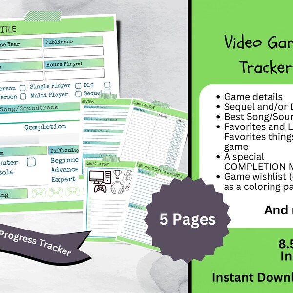 Video Game Tracker Printable - Etsy