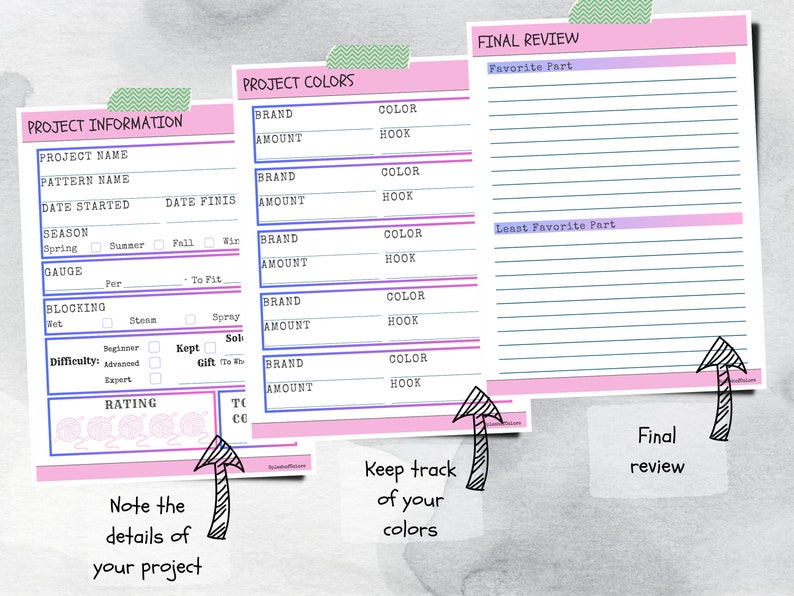 PINK Printable Project Planner for Crochet Knitting, Crochet and ...