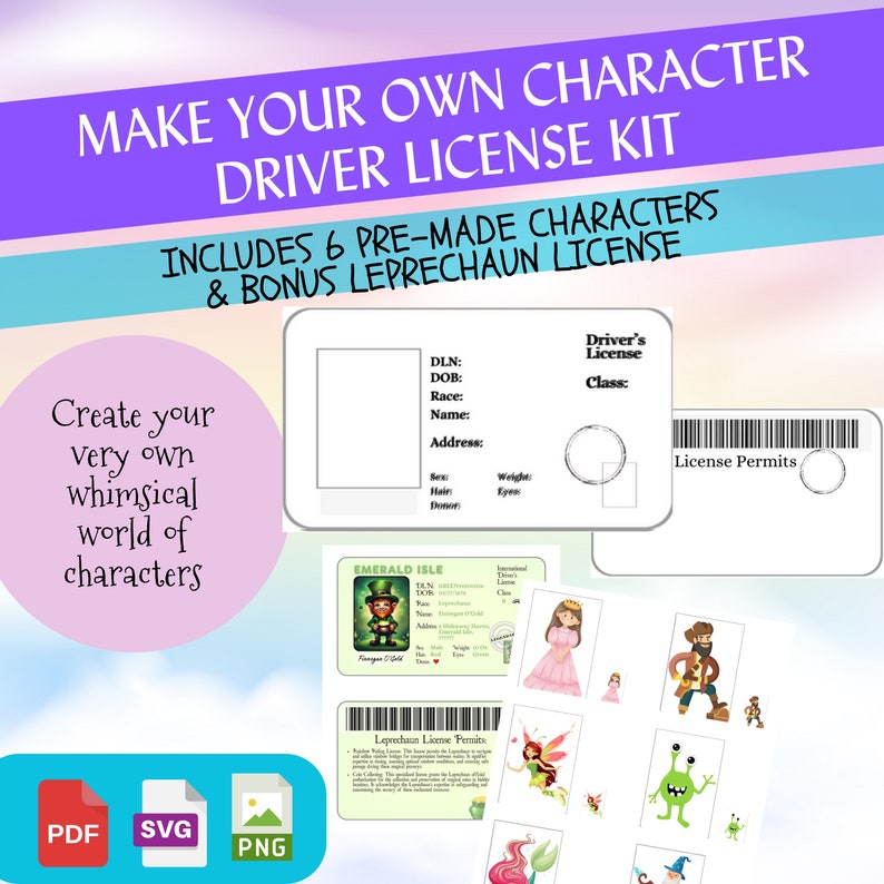 DIY Character Driver's License Kit With Instructions, Printable Fantasy ...