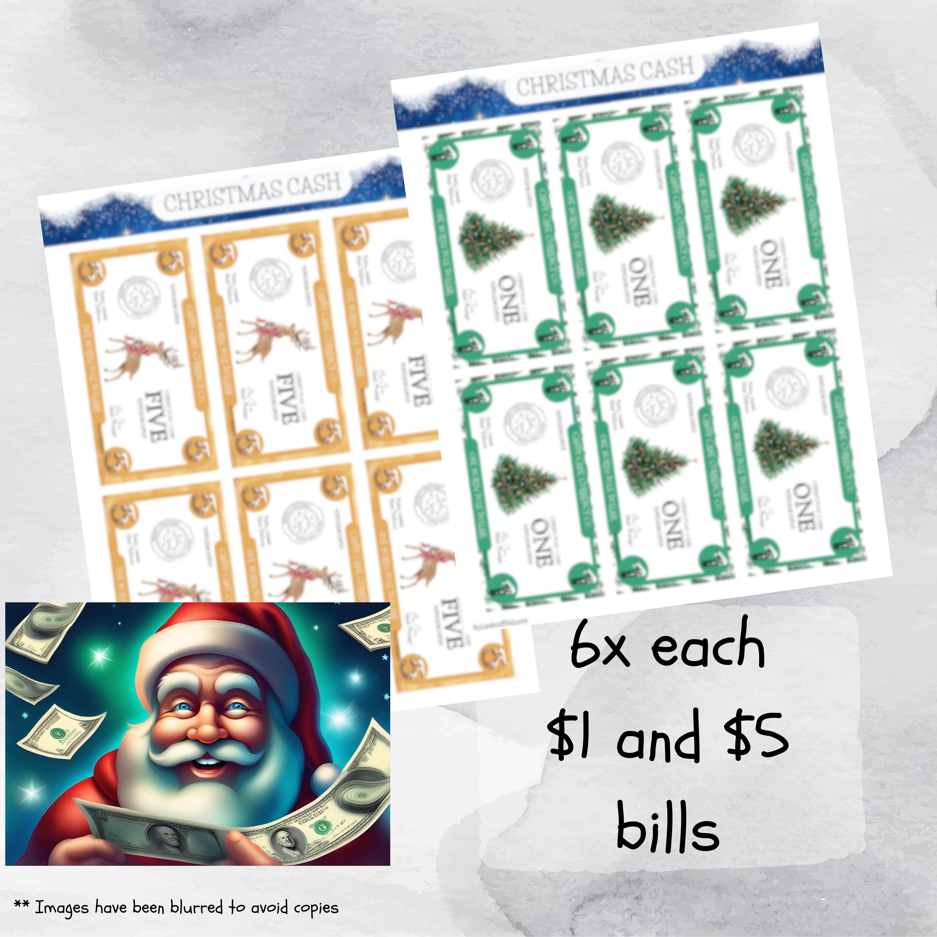 Printable Christmas Play Money, Set of Festive Fake Bills for Christmas ...