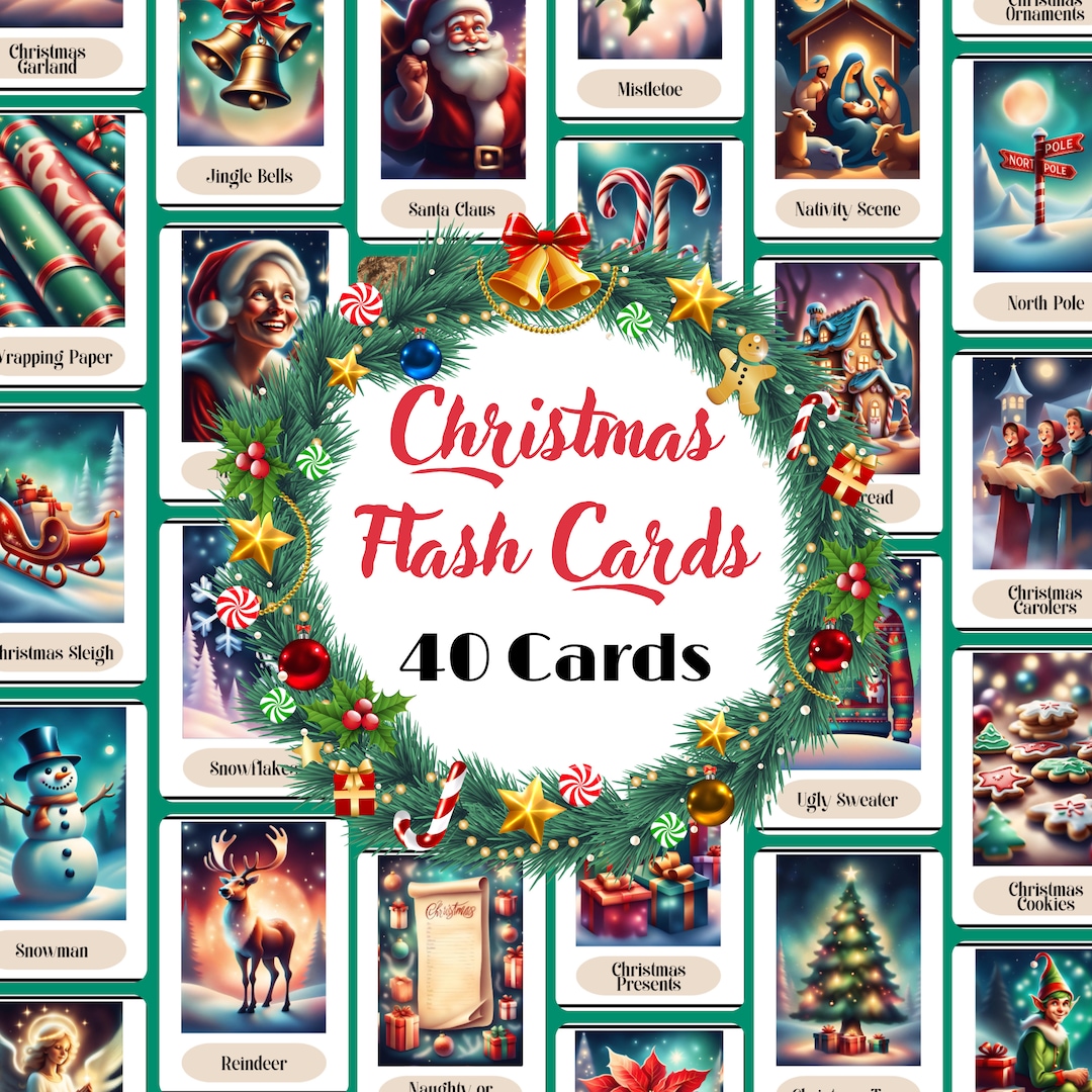 40 Christmas Flashcards Christmas Vocabulary Calming Corner - Etsy