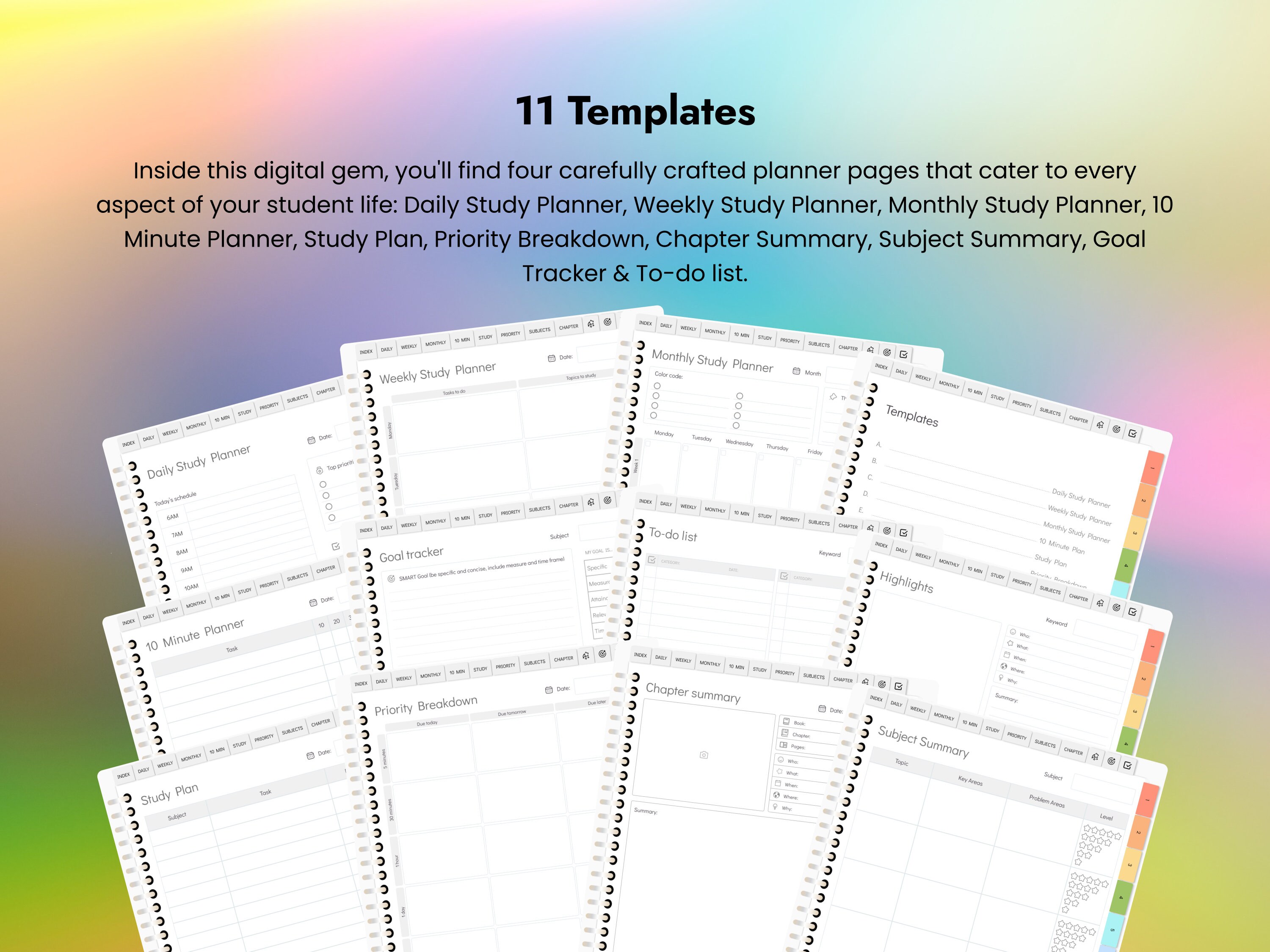 Student Digital Planner weekly Planner, 10 Minute Planner, Study Plan ...