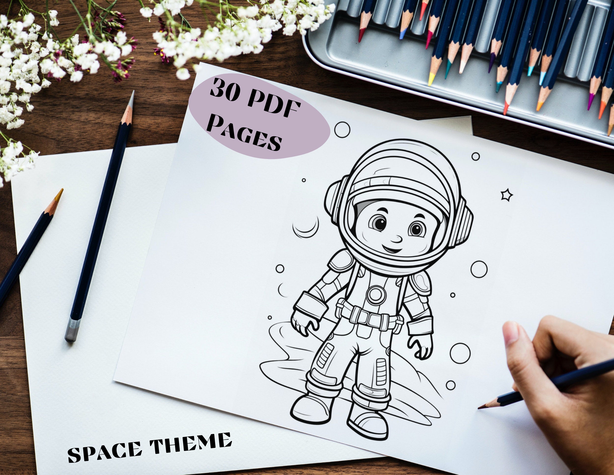 Space Theme COLORING PAGES for Kids - Etsy
