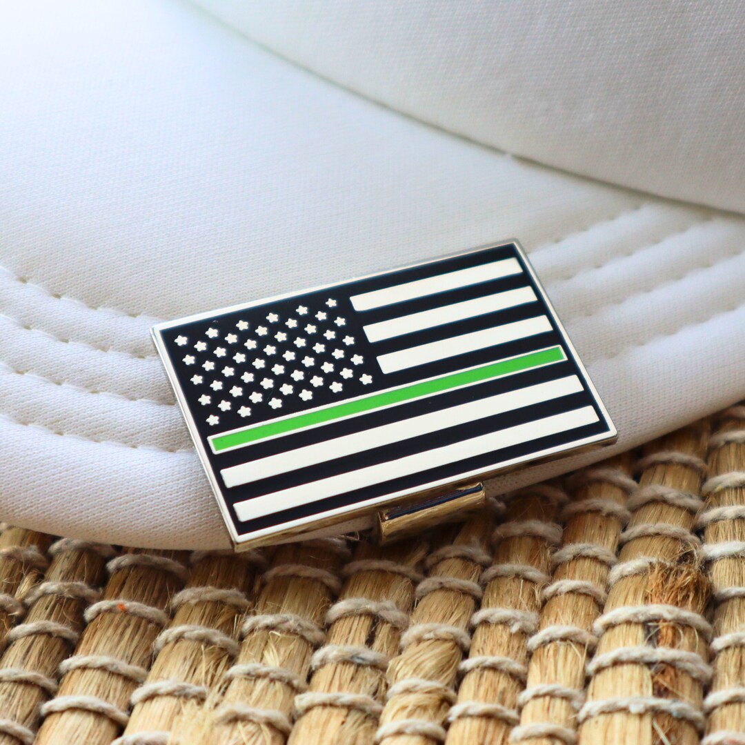 American Flag thin Green Line USA Military Support - Etsy