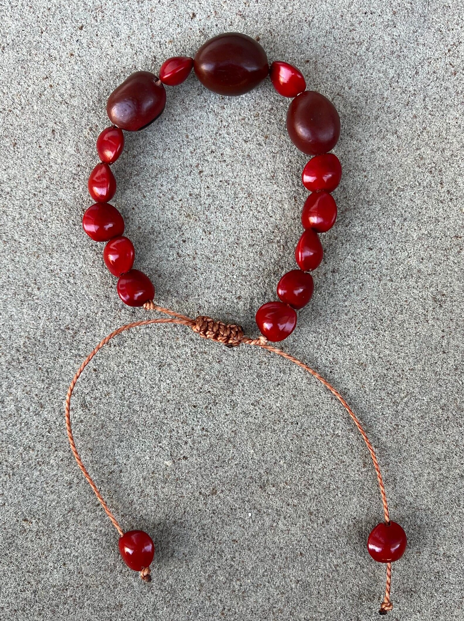 Red Sandalwood Seeds and Brown Seed Beads Bracelet - Etsy