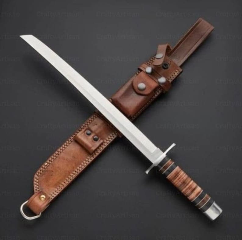 Handmade 12 Chrome Steel Hunting Sword With Leather Sheath - Etsy