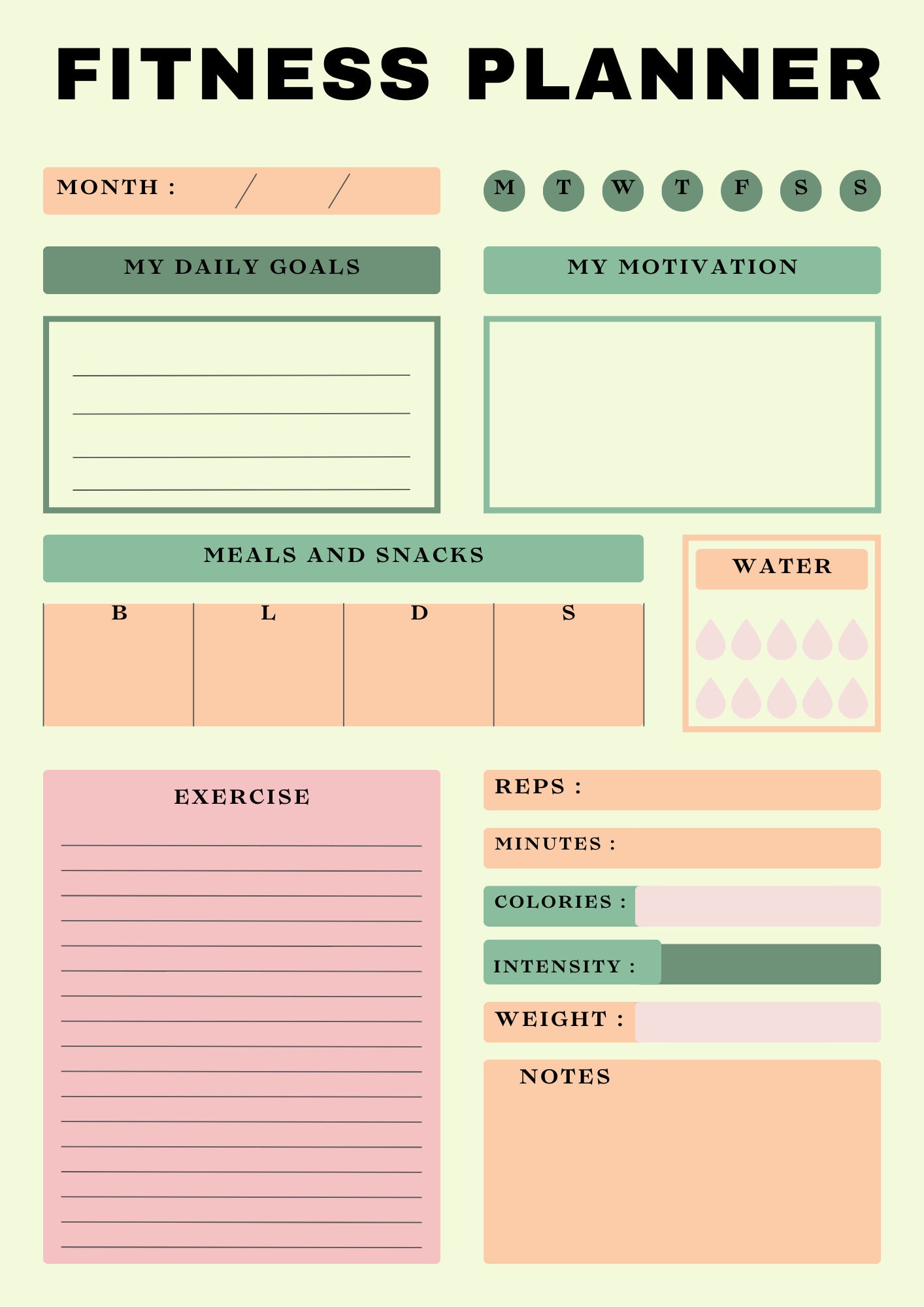 Personalized Fitness Planner, Exercise Journal, Workout Log, Health and ...