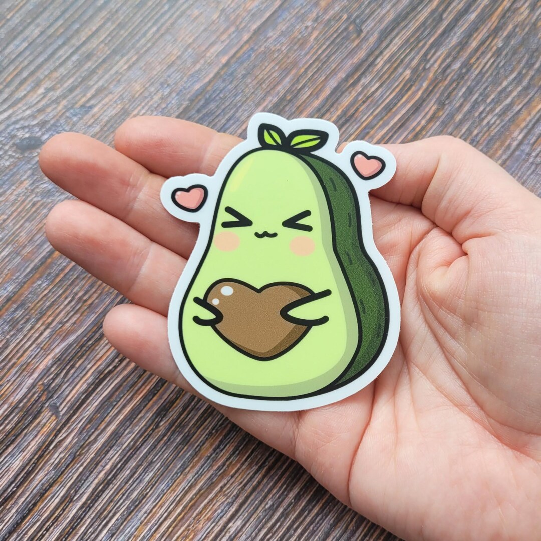 Kawaii Avocado Hugging Pit Sticker – Matte Vinyl, Waterproof Decal - Etsy