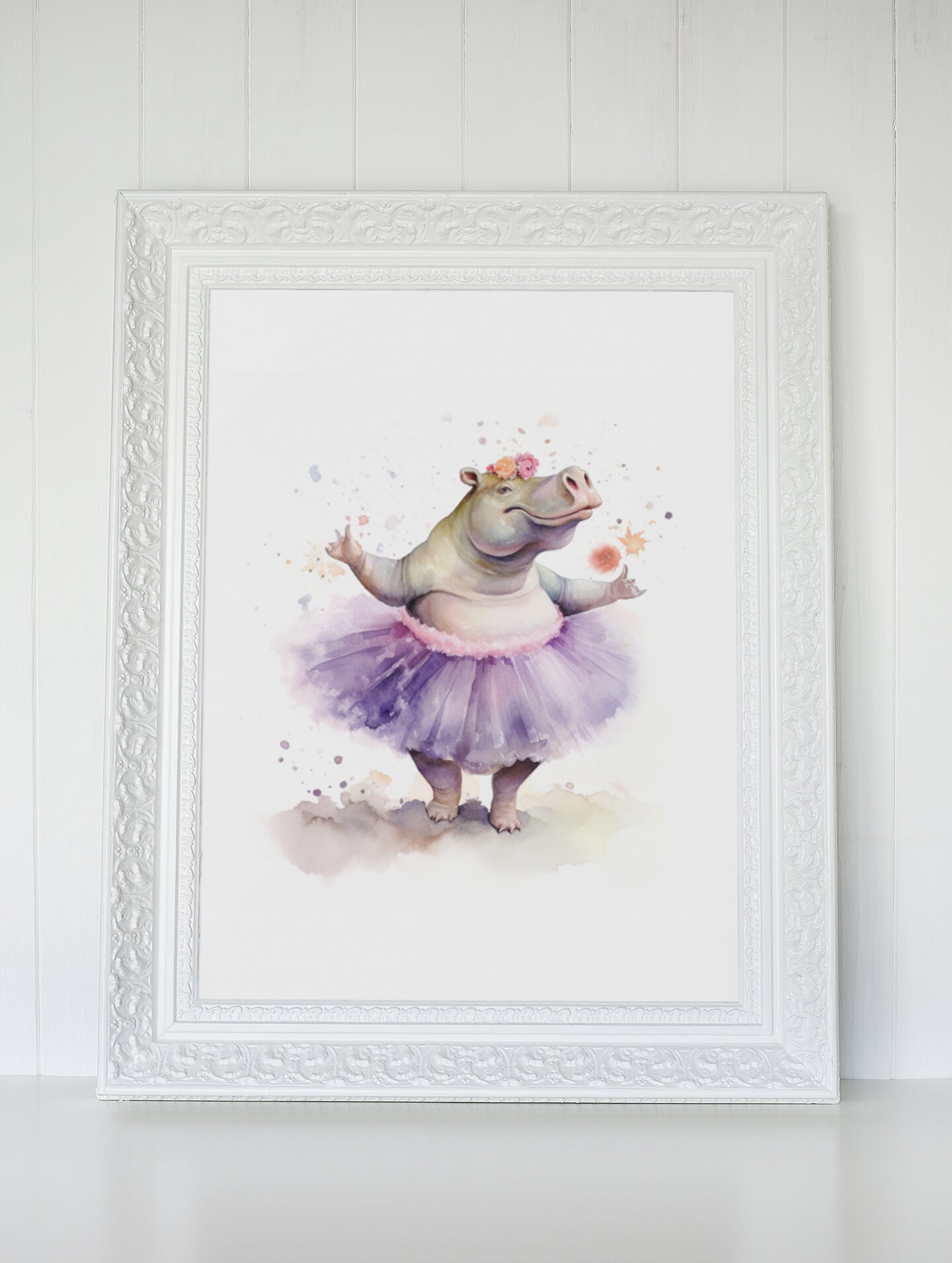 Instant Download Ballet Dancing Hippo in a Tutu, Ballerina Whimsical ...
